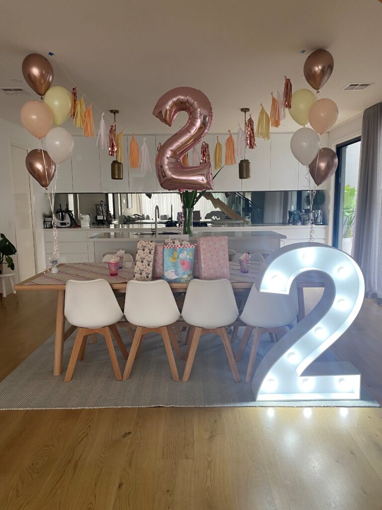 Number 2 Light up Number freestanding for 2nd Birthday | Styled Event Hire