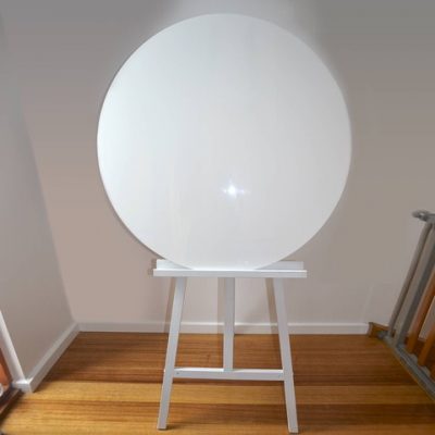 WHITE CIRCULAR ACRYLIC BOARD | Styled Event Hire