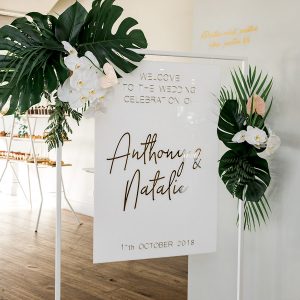 White Metal Stand Frame for Event Signage in Melbourne | Styled Event Hire