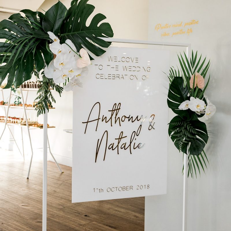 White Metal Stand Frame for Event Signage in Melbourne | Styled Event Hire