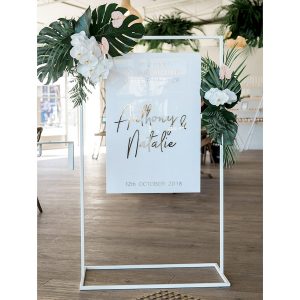 White Metal Stand Frame for Event Signage in Melbourne | Styled Event Hire