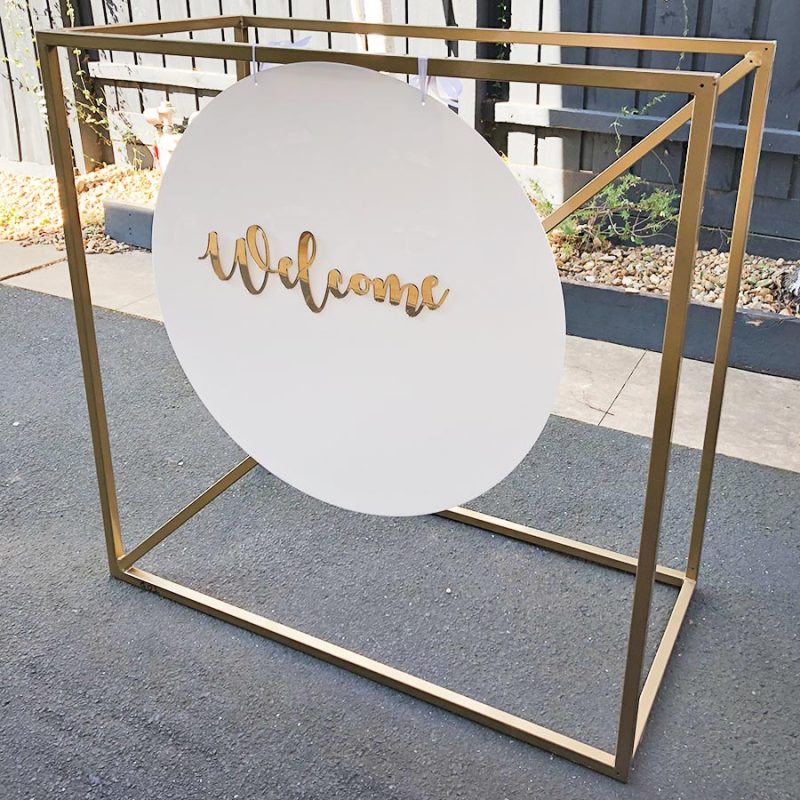 Versatile Gold Metal Stand for Displaying Event Signage | Styled Event Hire