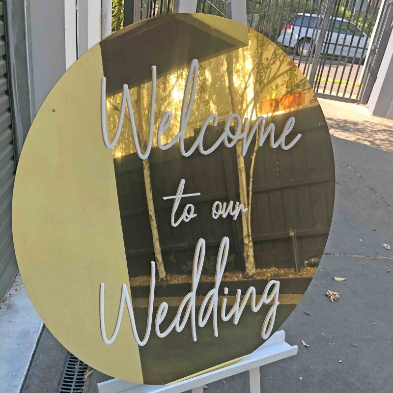 Gold Wedding Signage "Welcome to our Wedding" Hire Now | Styled Event Hire